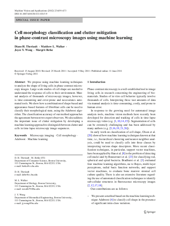 (PDF) Cell morphology classification and clutter mitigation in phase ...