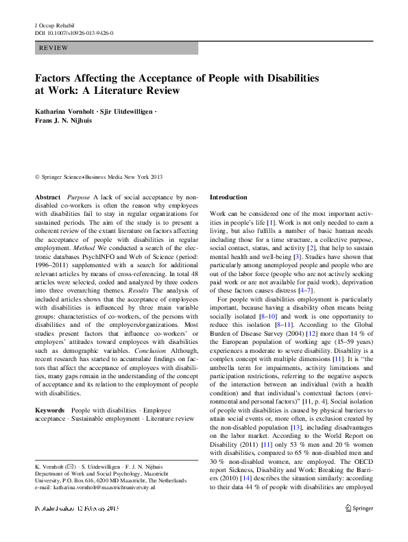 (PDF) Factors Affecting the Acceptance of People with Disabilities at ...