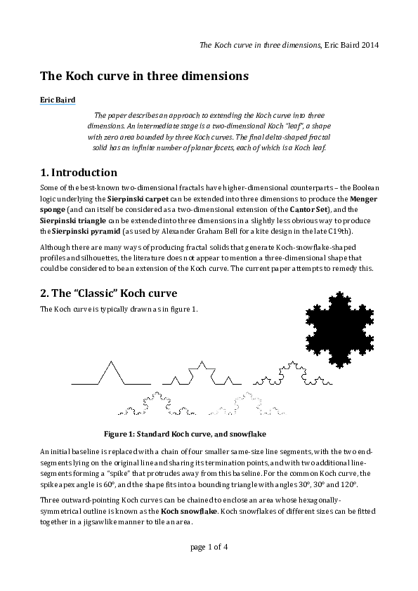 (PDF) The Koch curve in three dimensions | Eric Baird - Academia.edu