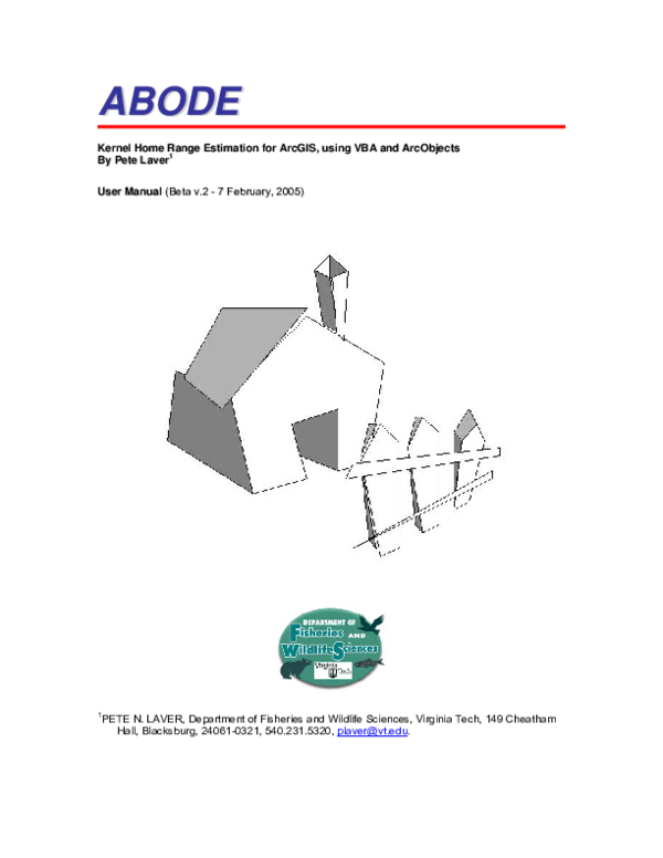 Pdf Abode Kernel Home Range Estimation For Arcgis Using Vba And Arcobjects