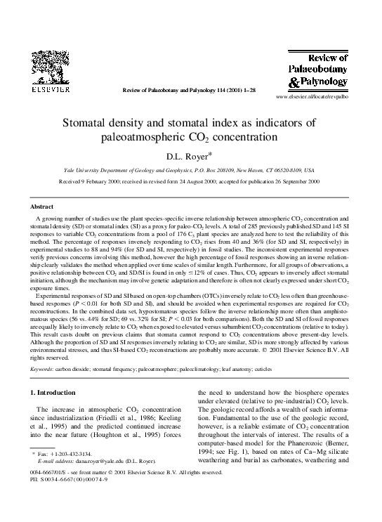 (PDF) Stomatal density and stomatal index as indicators of ...