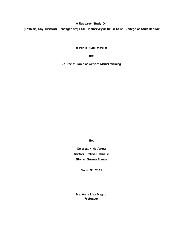 (PDF) A Research Study On (Lesbian, Gay, Bisexual, Transgender) LGBT ...