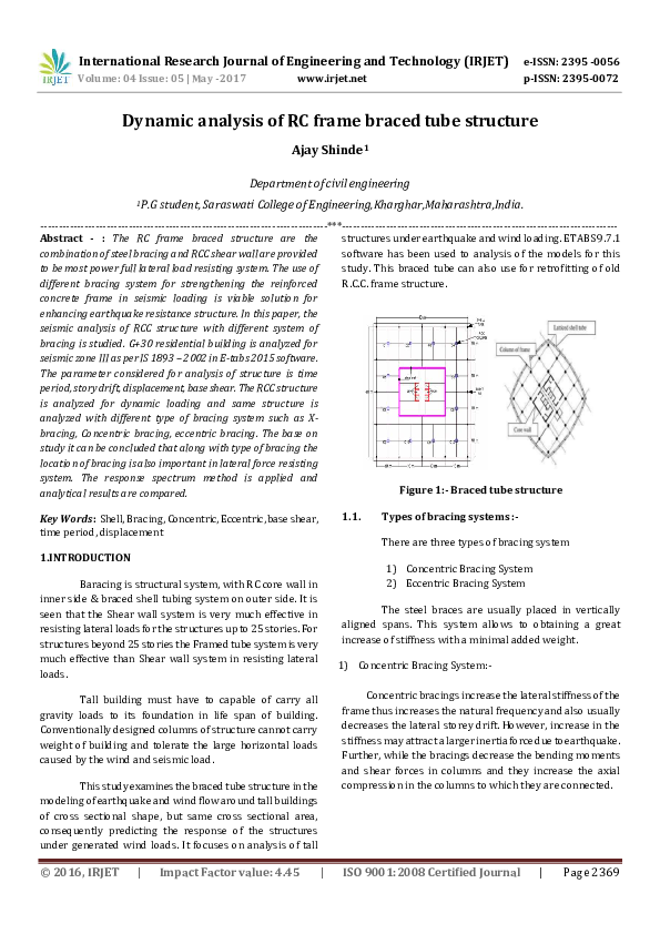 (PDF) Dynamic analysis of RC frame braced tube structure