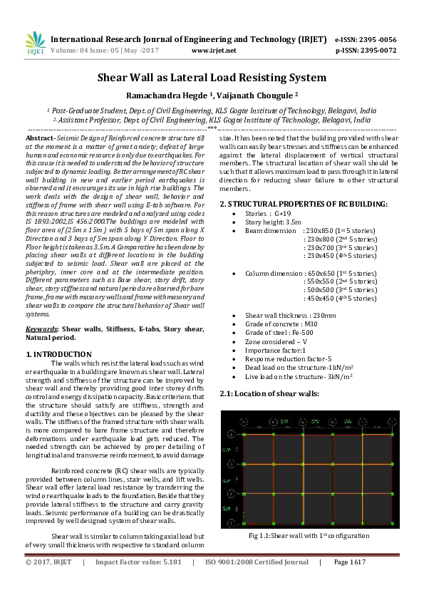(PDF) Shear Wall as Lateral Load Resisting System