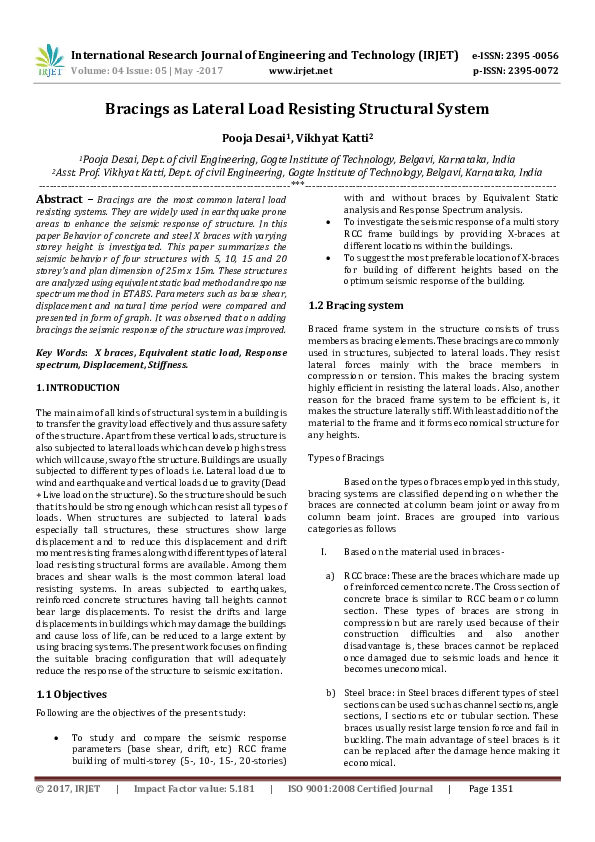 (PDF) Bracings as Lateral Load Resisting Structural System