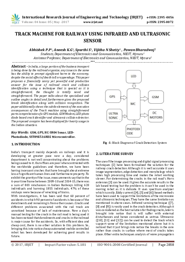 (PDF) TRACK MACHINE FOR RAILWAY USING INFRARED AND ULTRASONIC SENSOR