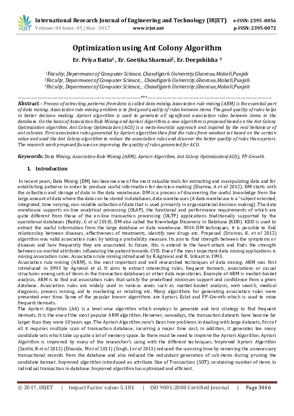 Optimization Using Ant Colony Algorithm