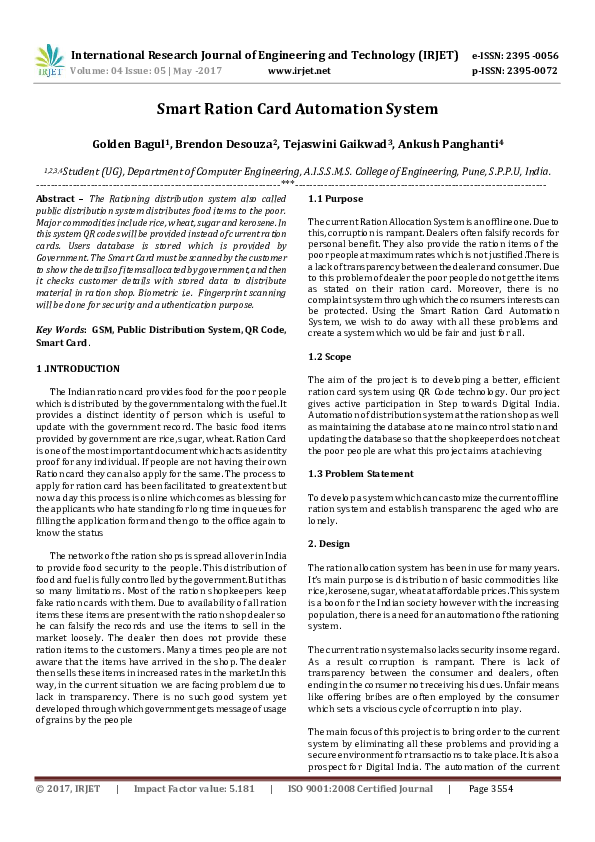 (PDF) Smart Ration Card Automation System