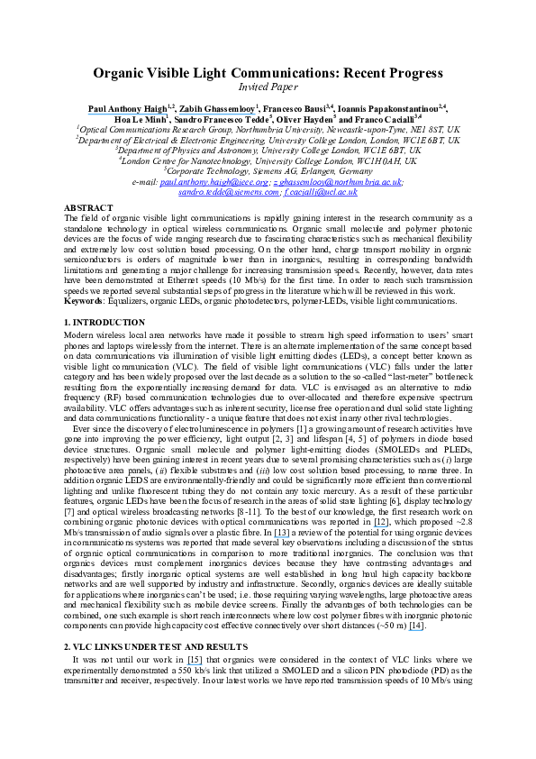 (PDF) A 100 Mb/s visible light communications system using a linear ...