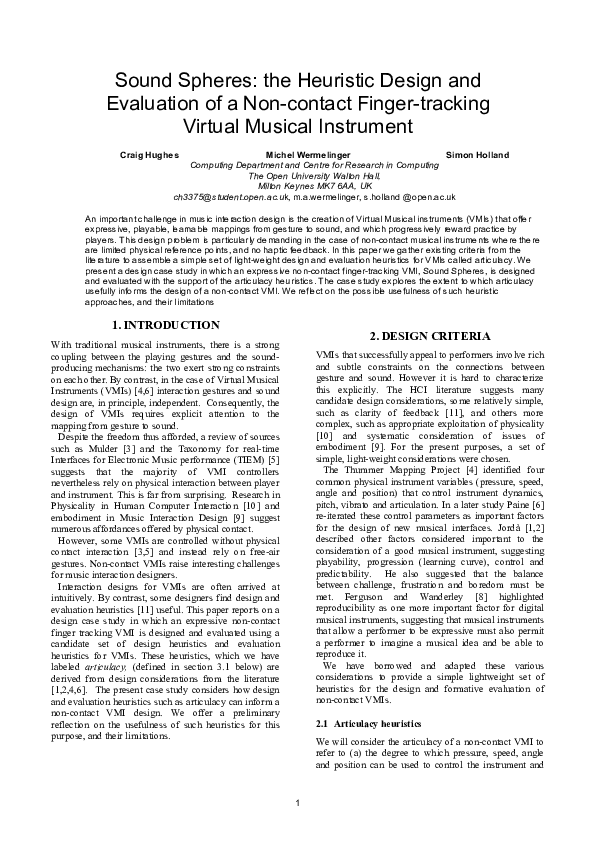 (PDF) Sound Spheres: the Heuristic Design and Evaluation of a Non ...