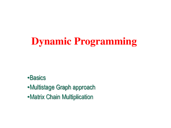 (PDF) Dynamic Programming @BULLETBasics @BULLETMultistage Graph ...