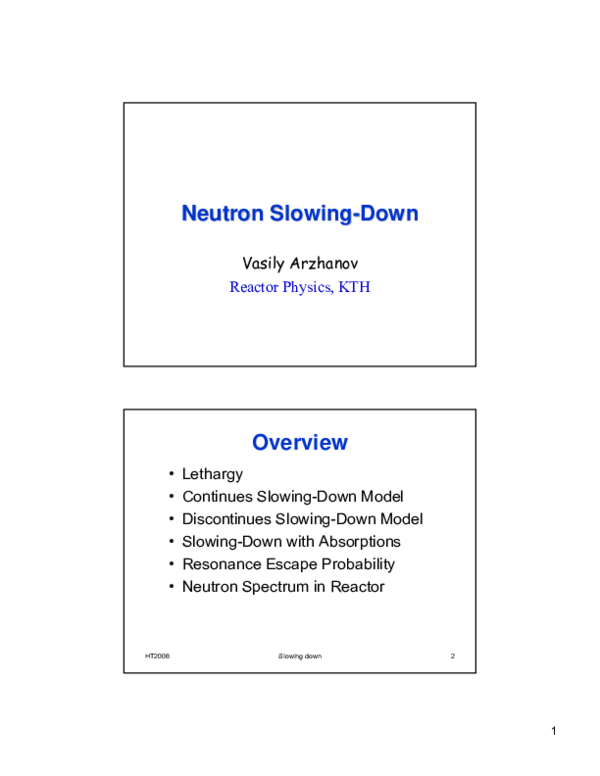 (PDF) Overview of Neutron Slowing-Down Processes