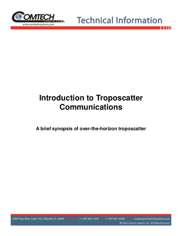 (PDF) Introduction to Troposcatter Communications