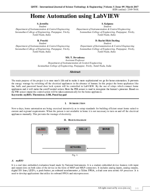 (PDF) Home Automation using LabVIEW