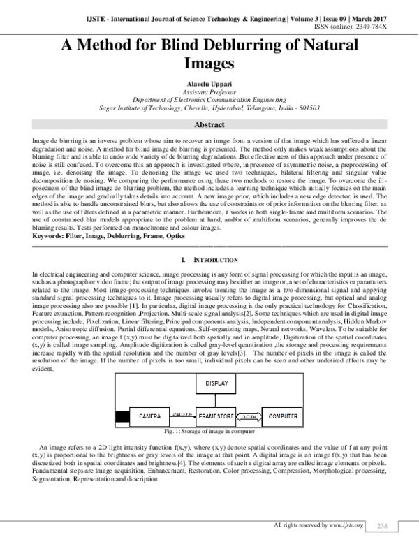 Pdf A Method For Blind Deblurring Of Natural Images