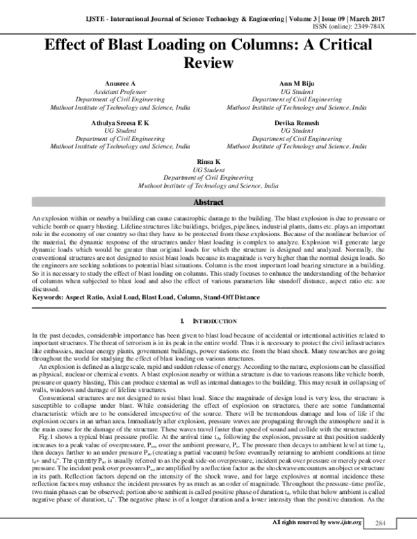 Pdf Effect Of Blast Loading On Columns A Critical Review