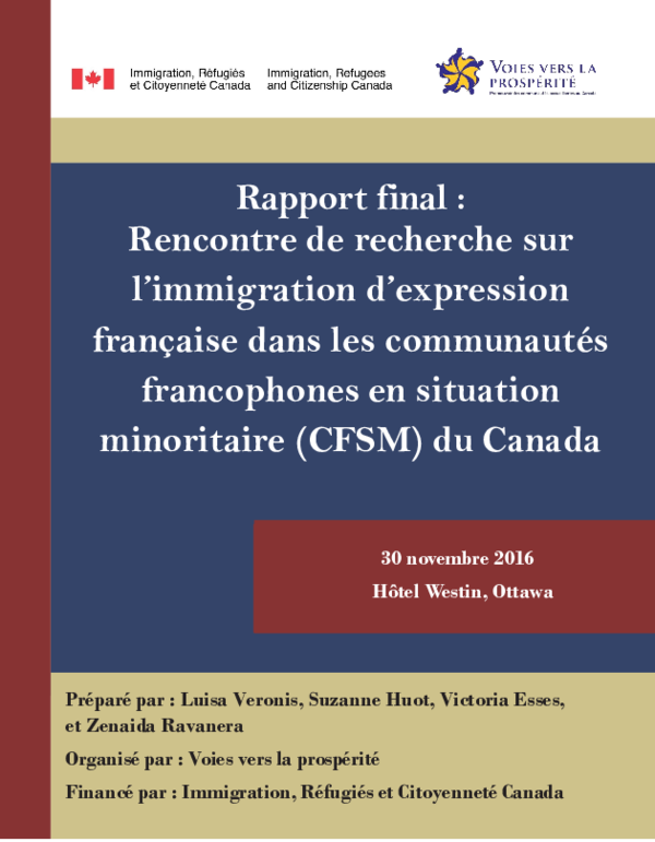 (PDF) Rapport final : Rencontre de recherche sur l’immigration d ...