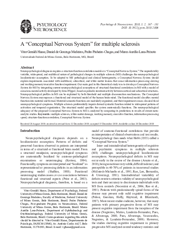 (PDF) A " Conceptual Nervous System " for multiple sclerosis