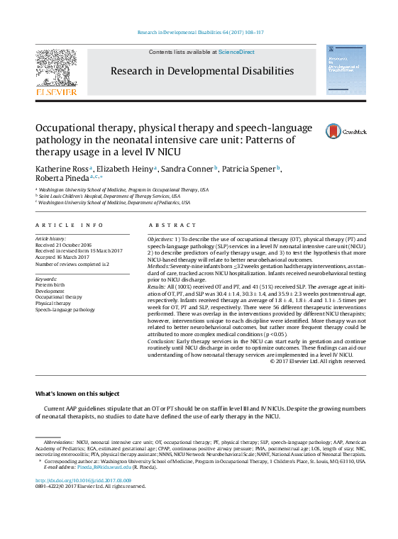 (PDF) Occupational therapy, physical therapy and speech-language ...