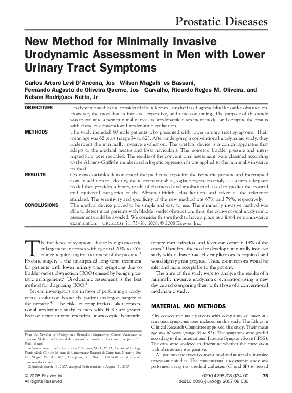 (PDF) New Method for Minimally Invasive Urodynamic Assessment in Men ...