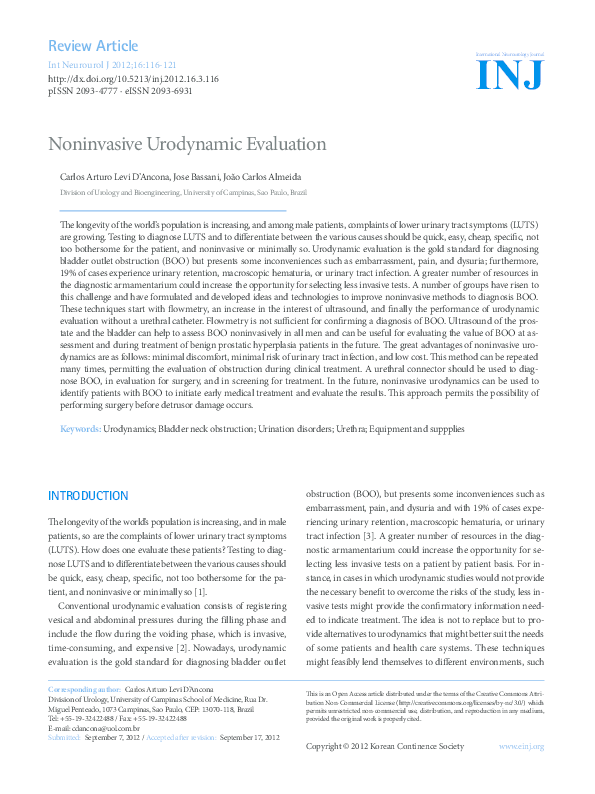(PDF) Noninvasive Urodynamic Evaluation