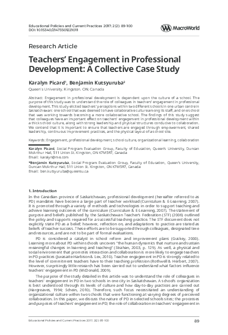 (PDF) Teachers' Engagement in Professional Development: A Collective ...