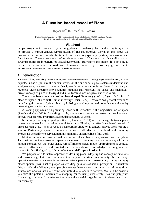 (PDF) A Function-based model of Place
