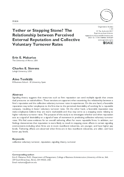 (PDF) Tether or Stepping Stone? The Relationship between Perceived ...