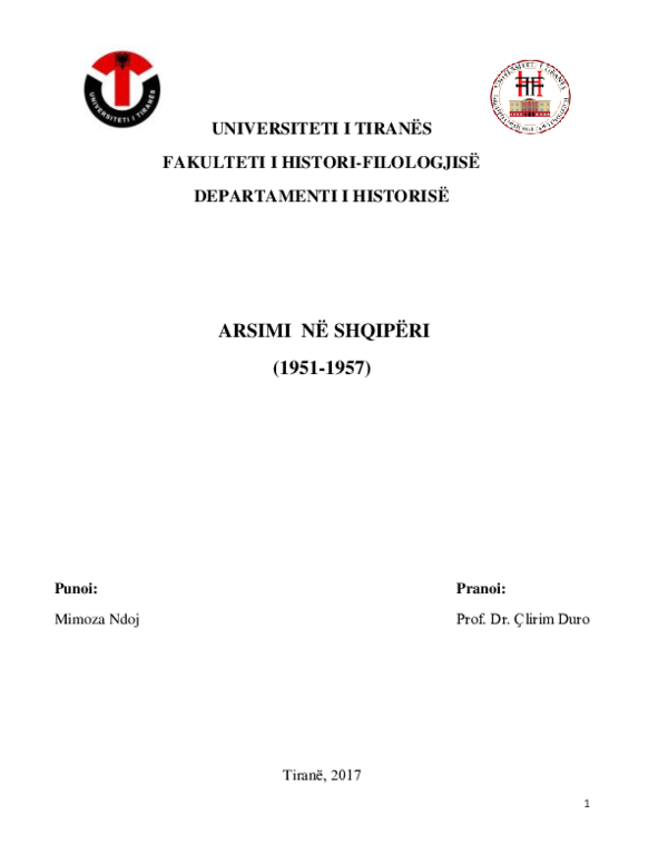 (DOC) ARSIMI NË SHQIPËRI