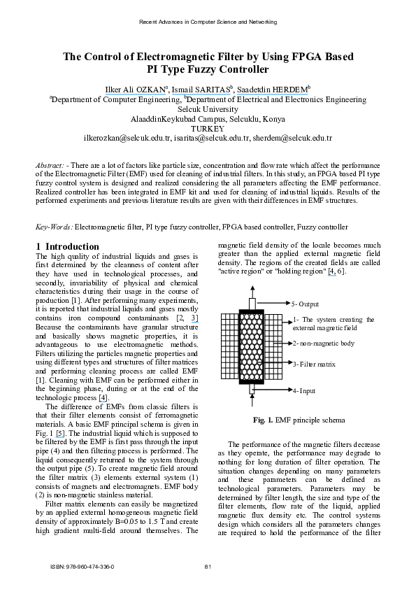 Pdf The Control Of Electromagnetic Filter By Using Fpga Based Pi Type