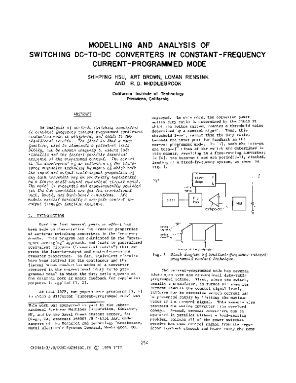 (PDF) MODELLING AND ANALYSIS OF SWITCHING DC-TO-DC CONVERTERS IN CONSTANT-FREQUENCY CURRENT ...