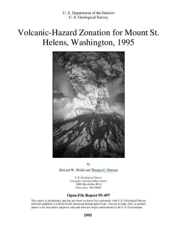(PDF) Volcanic-Hazard Zonation for Mount St. Helens, Washington, 1995