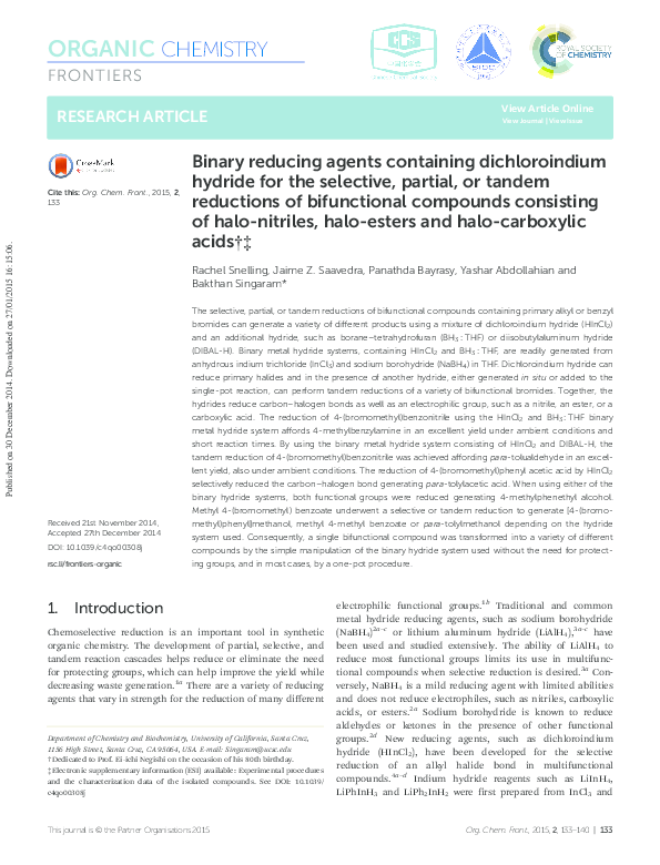 (PDF) Binary reducing agents containing dichloroindium hydride for the ...