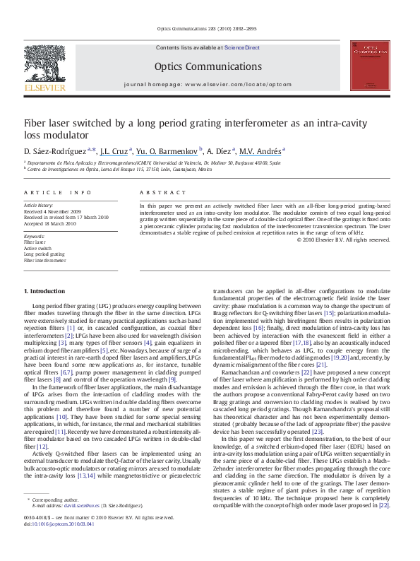 (PDF) Fiber laser switched by a long period grating interferometer as ...
