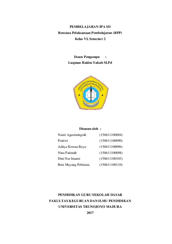 (DOC) PEMBELAJARAN IPA SD Rencana Pelaksanaan Pembelajaran (RPP