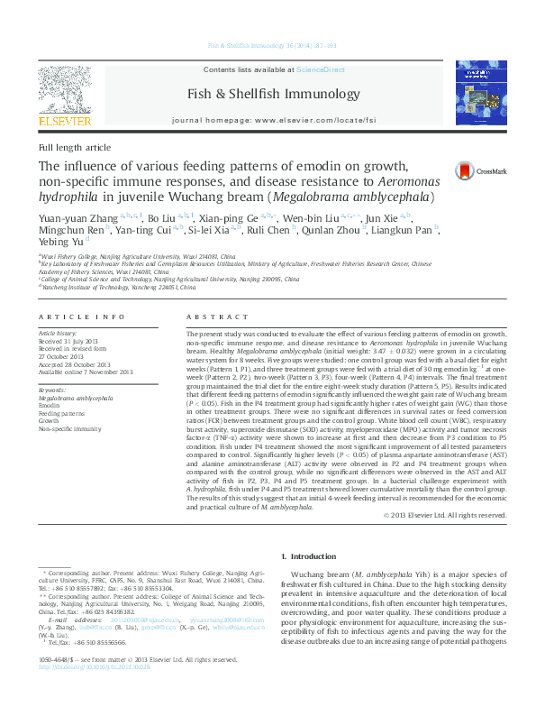 (PDF) The influence of various feeding patterns of emodin on growth ...