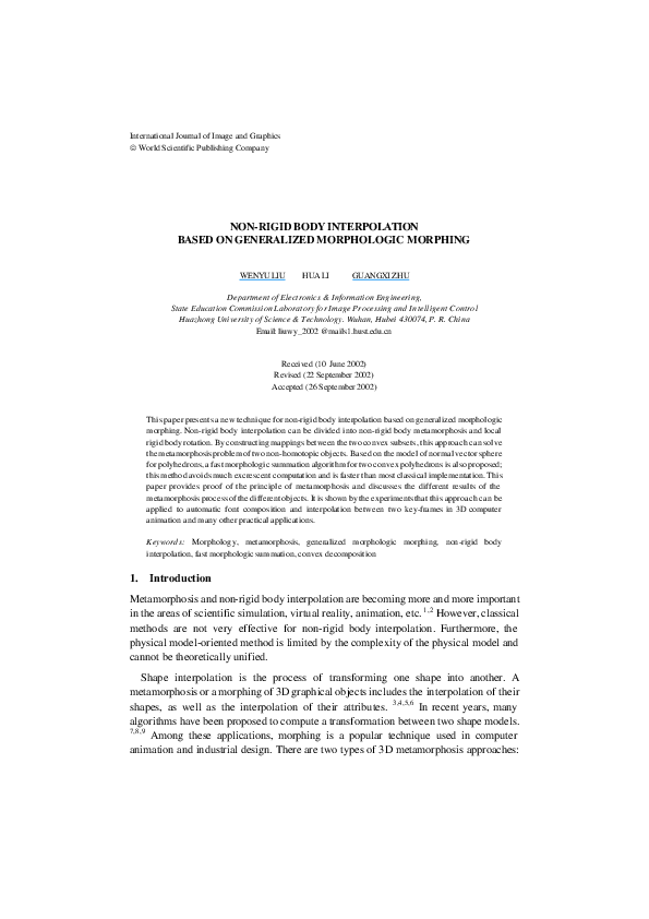 (PDF) Non-Rigid Body Interpolation Based on Generalized Morphologic ...