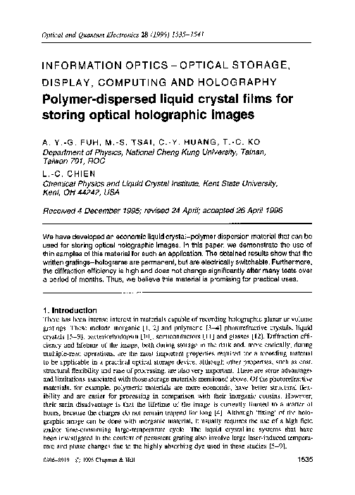 (PDF) Polymer-dispersed liquid crystal films for storing optical ...