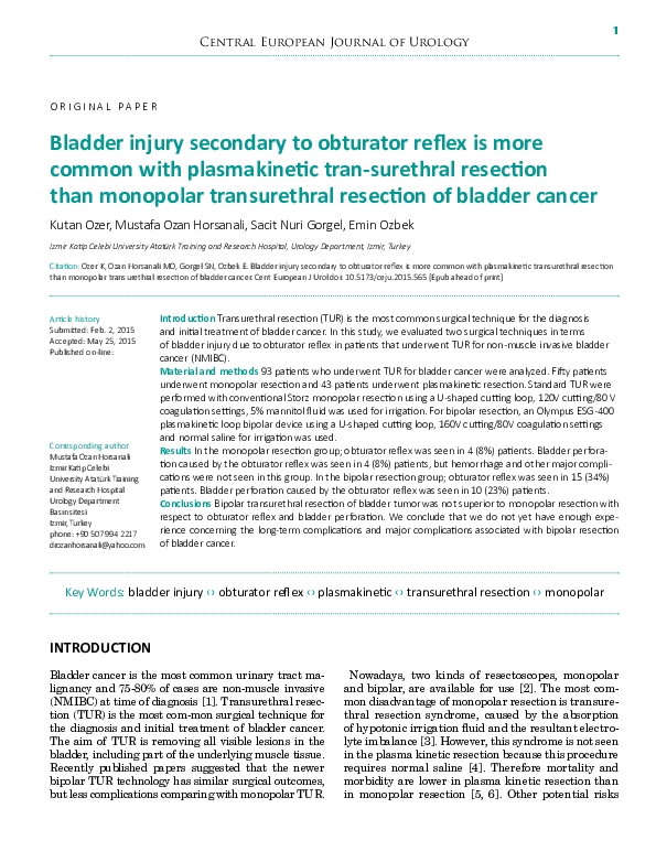 (PDF) Bladder injury secondary to obturator reflex is more common with ...