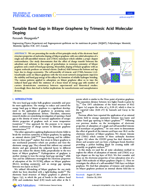 (PDF) Tunable Band Gap in Bilayer Graphene by Trimesic Acid Molecular ...
