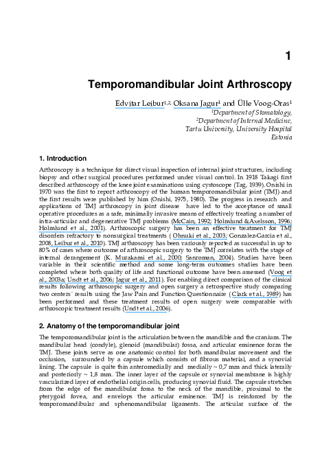 (PDF) Temporomandibular Joint Arthroscopy