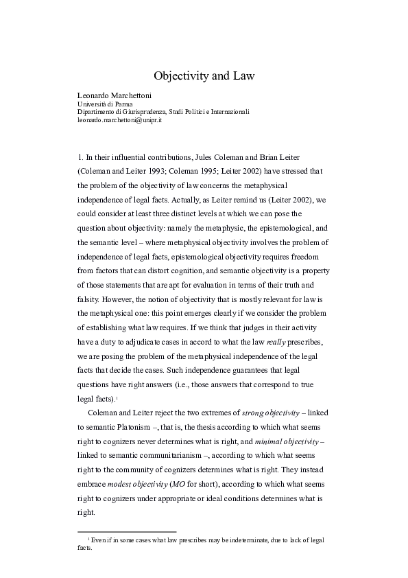 (PDF) Objectivity and Law