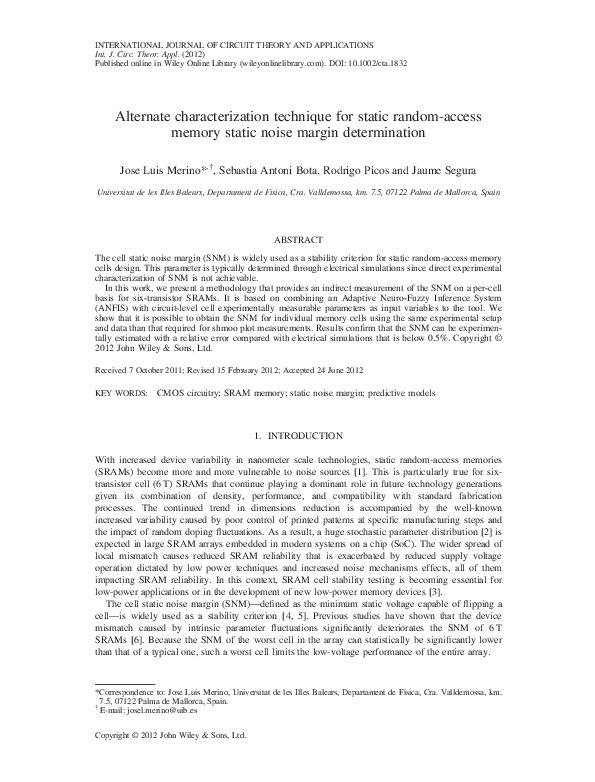 (PDF) Alternate characterization technique for static random-access memory static noise margin ...