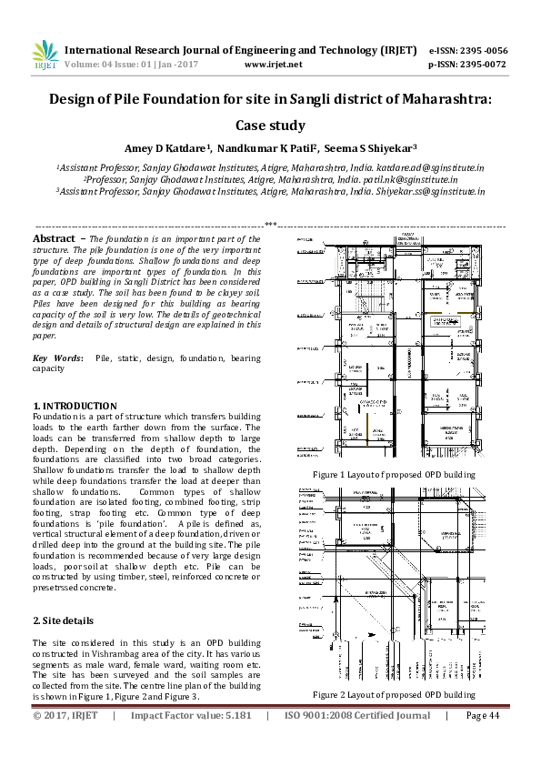 (PDF) Design of Pile Foundation for site in Sangli district of ...