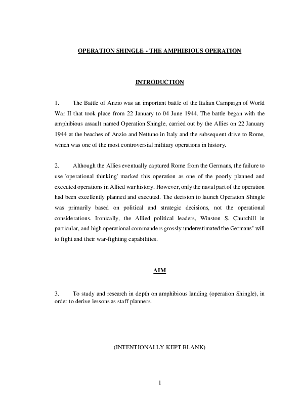 (DOC) OPERATION SHINGLE -THE AMPHIBIOUS OPERATION