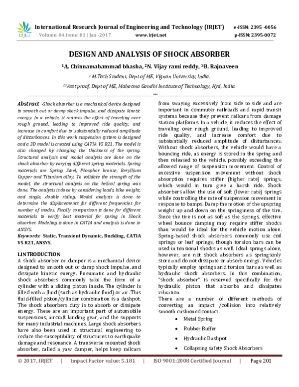 (PDF) DESIGN AND ANALYSIS OF SHOCK ABSORBER