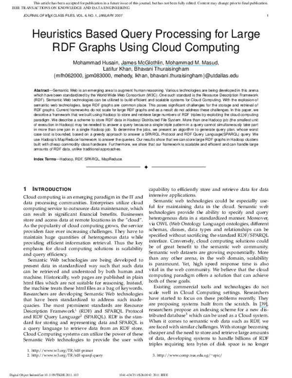 Pdf Heuristics Based Query Processing For Large Rdf Graphs Using