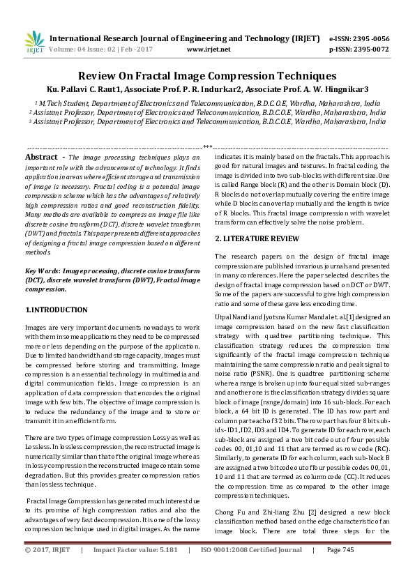 (PDF) Review On Fractal Image Compression Techniques