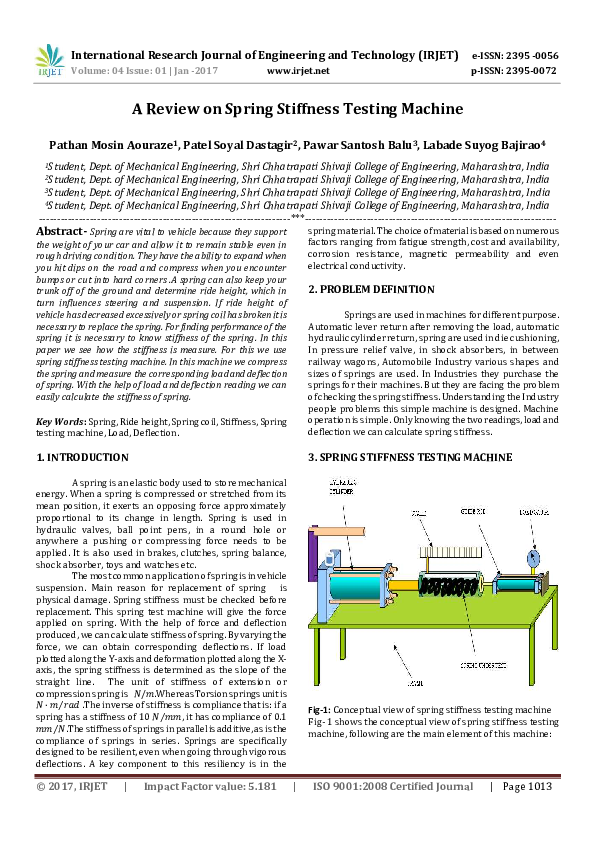(PDF) A Review on Spring Stiffness Testing Machine