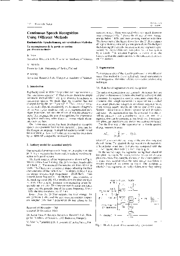 Pdf Continuous Speech Recognition Using Different Methods